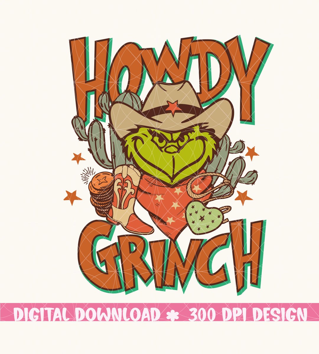 Howdy Grinch Christmas PNG, Retro Cowboy Design (digital Download) - Etsy