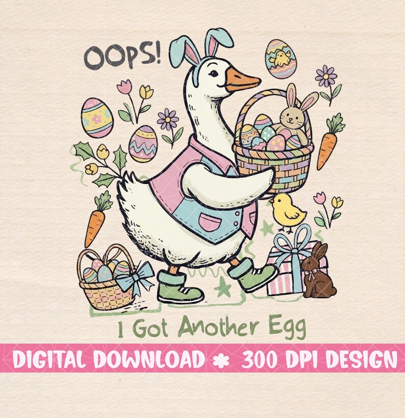 Easter Goose PNG, Cute Bunny Goose Clipart, Funny Egg Goose Sublimation ...