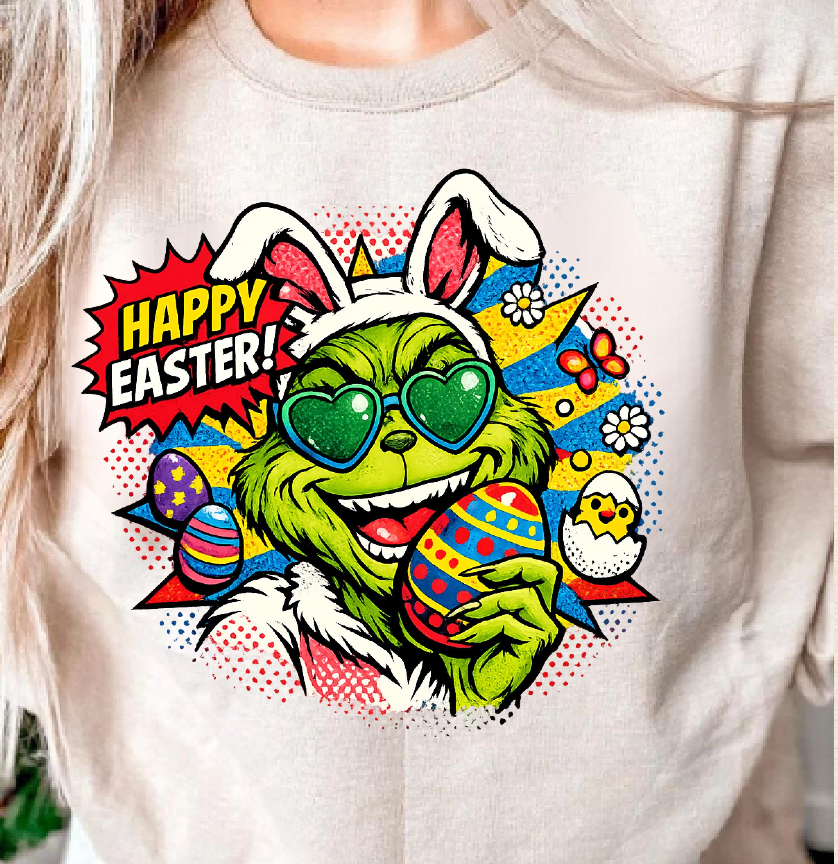 Happy Easter Png, Grinch Easter Pop Art Png, Colorful Easter Png ...