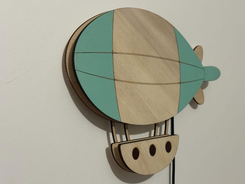 Lampe Murale Dirigeable En Bois – Veilleuse LED Enfant Personnalisable ...