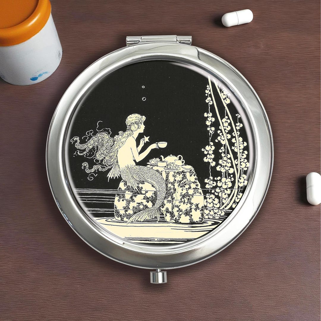 Mermaid Tea Party Silver Pill Box - Vitamin & Jewelry Storage - Etsy