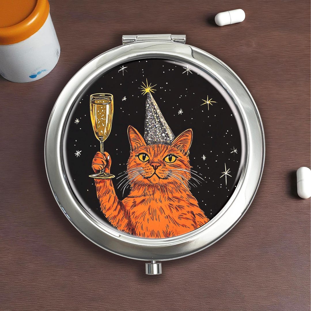 Merry Christmas Kitty Silver Pill Box - Pill,vitamin,candy - Etsy