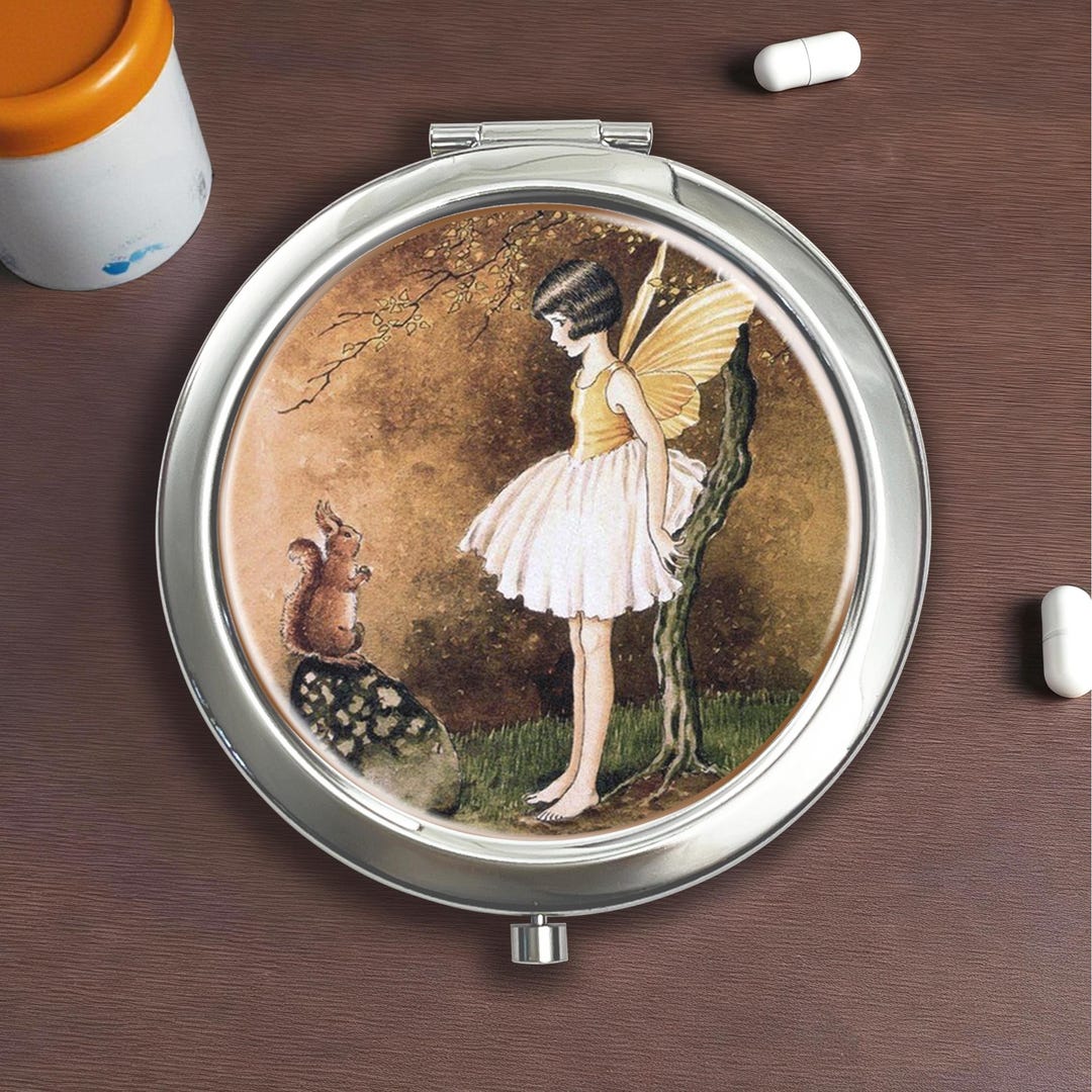Squirrel and Fairy Silver Pill Box - Vitamin, Candy, Jewelry Storage - Etsy