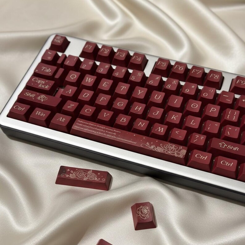 PBT Keycaps Set | Eternal Rose Theme (140 Keys) | Cherry Profile | Jet ...