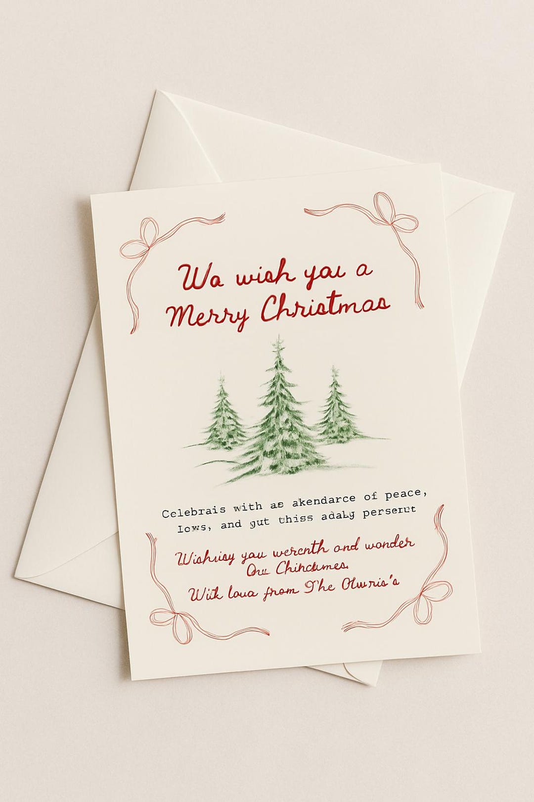 Editable Christmas Card Template: Red & Green Holiday Greeting (canva ...