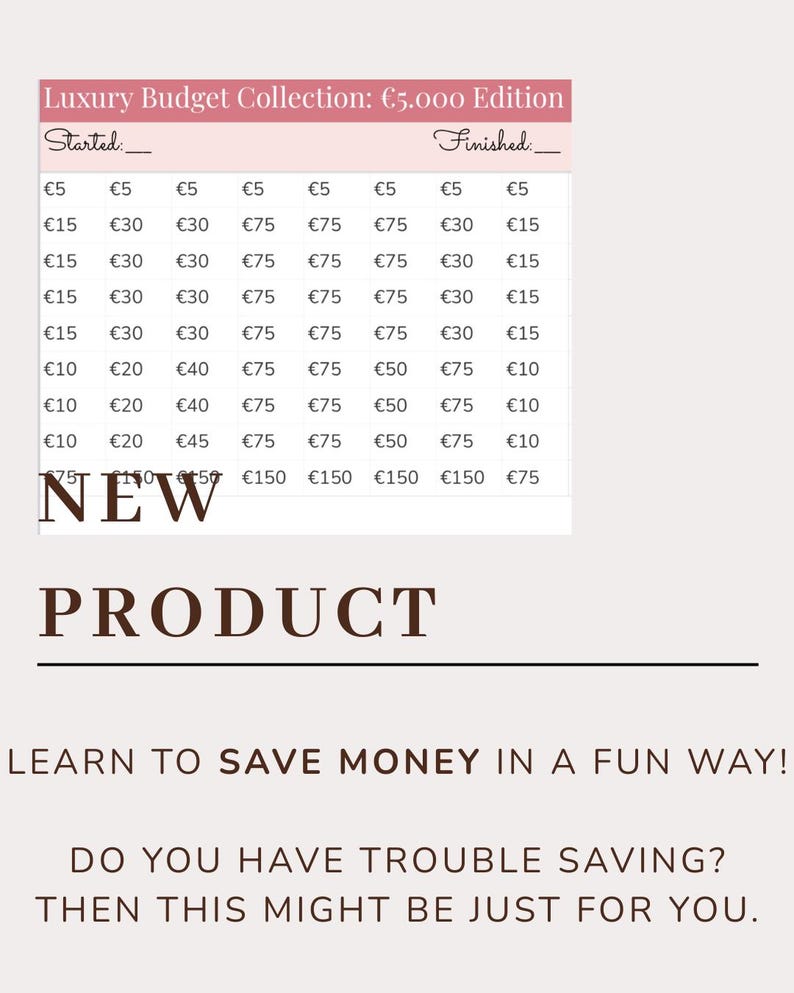 Luxury 5000 Savings Challenge | Printable & Digital Money Saving ...