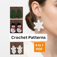 CROCHET PATTERN Christmas Snowflake Earrings PDF Tutorial: Diy Digital ...