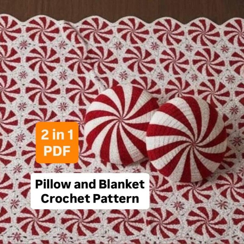Crocheted Throw Candy Cane - Etsy