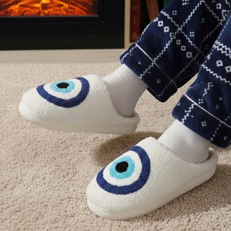 Evil Eye Slippers Cozy Plush House Indoor Slippers for Women & Men ...
