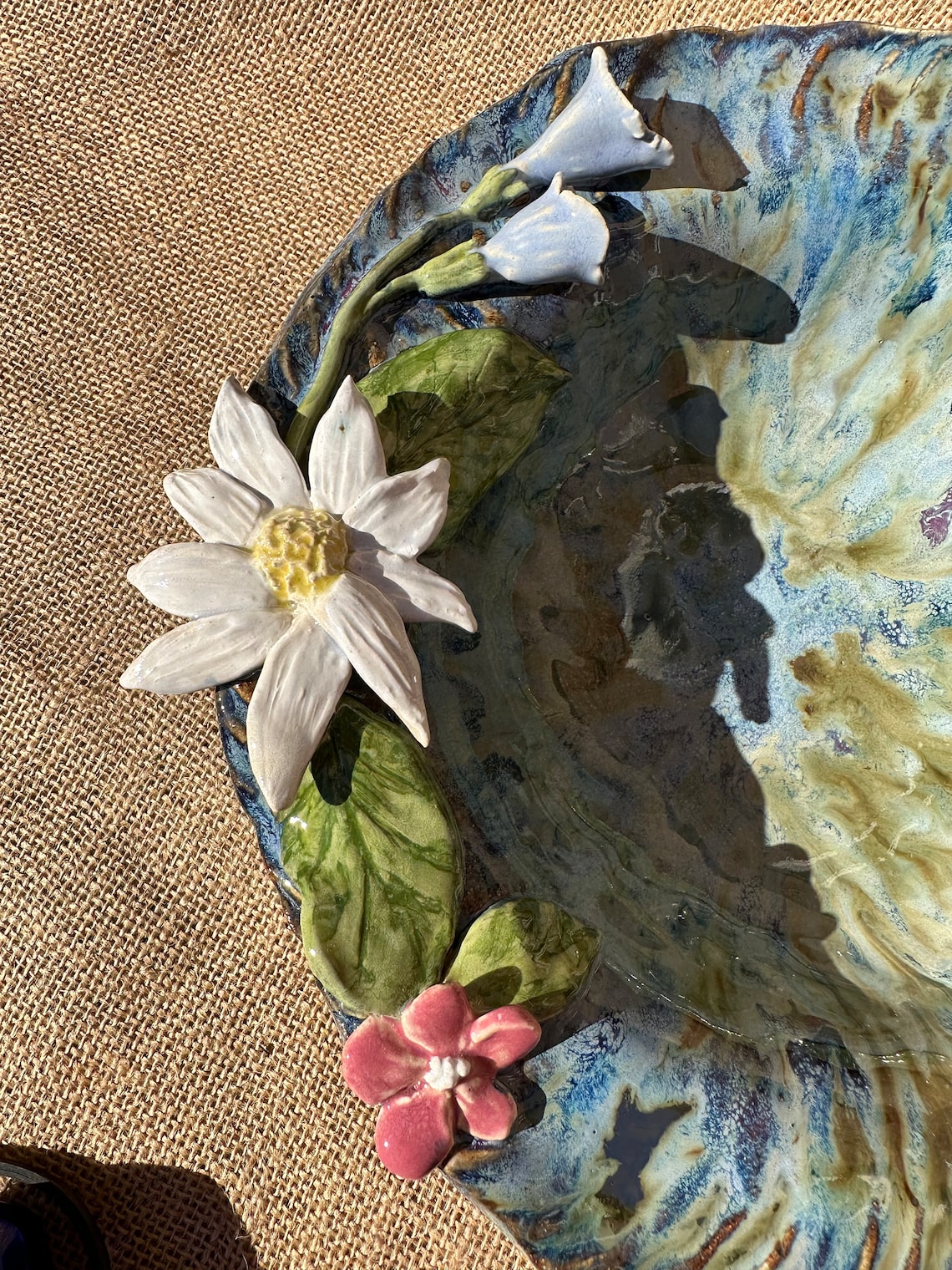 Large Handmade Decorative Pottery Bowl With Pretty Rim, in Shades of ...