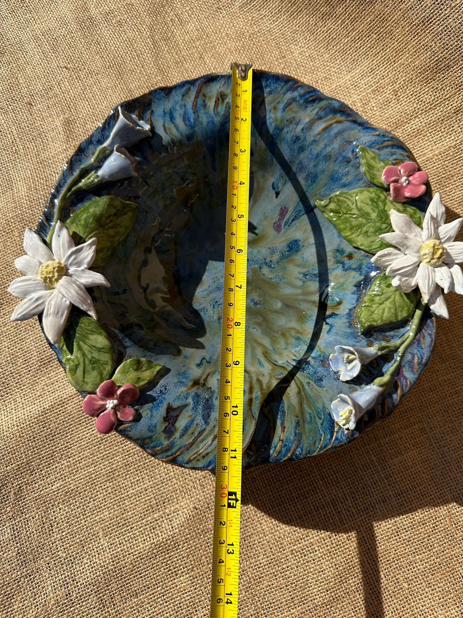 Large Handmade Decorative Pottery Bowl With Pretty Rim, in Shades of ...