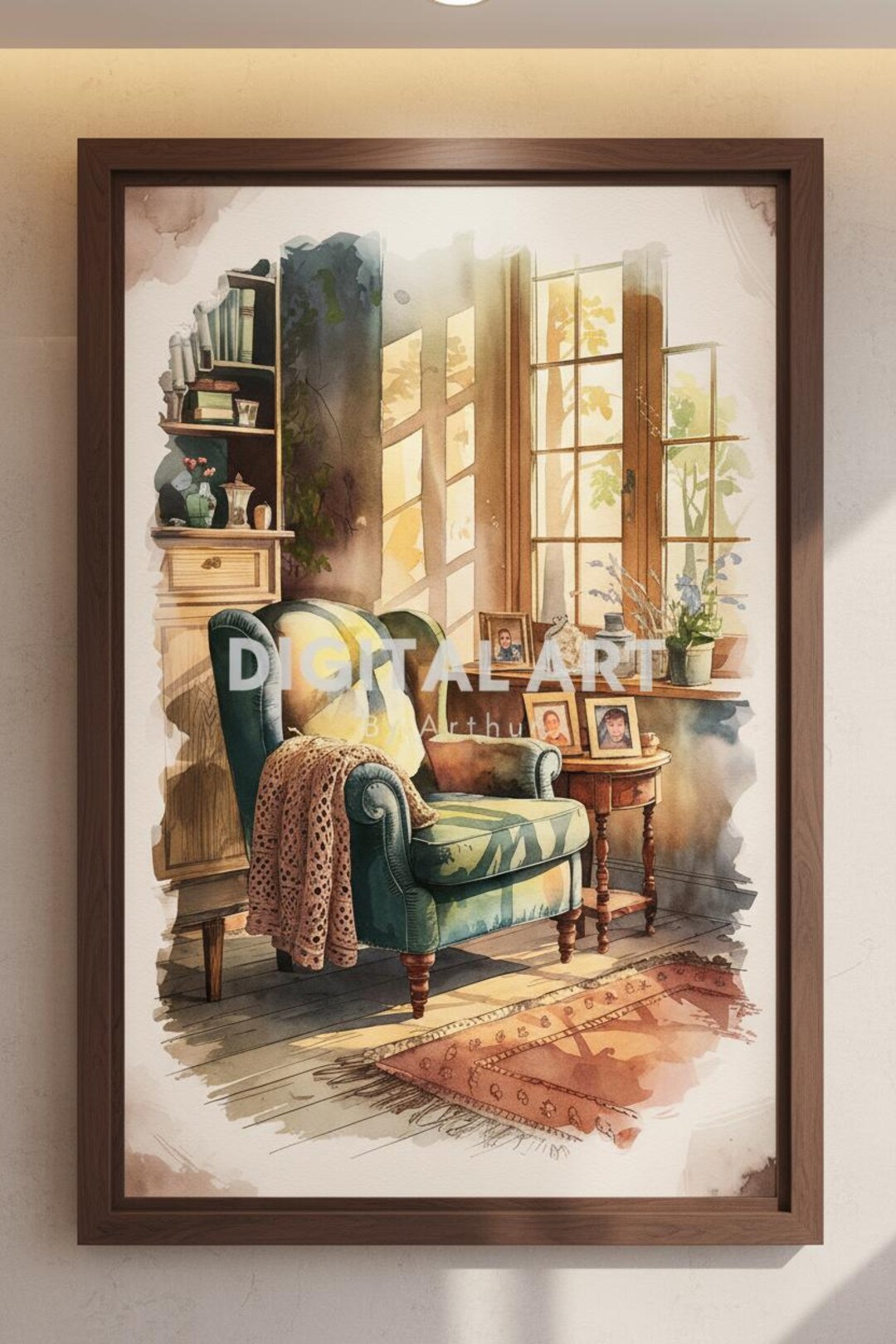 Cozy Sunlit Corner Art Print | Warm Interior Charm | Printable Digital ...