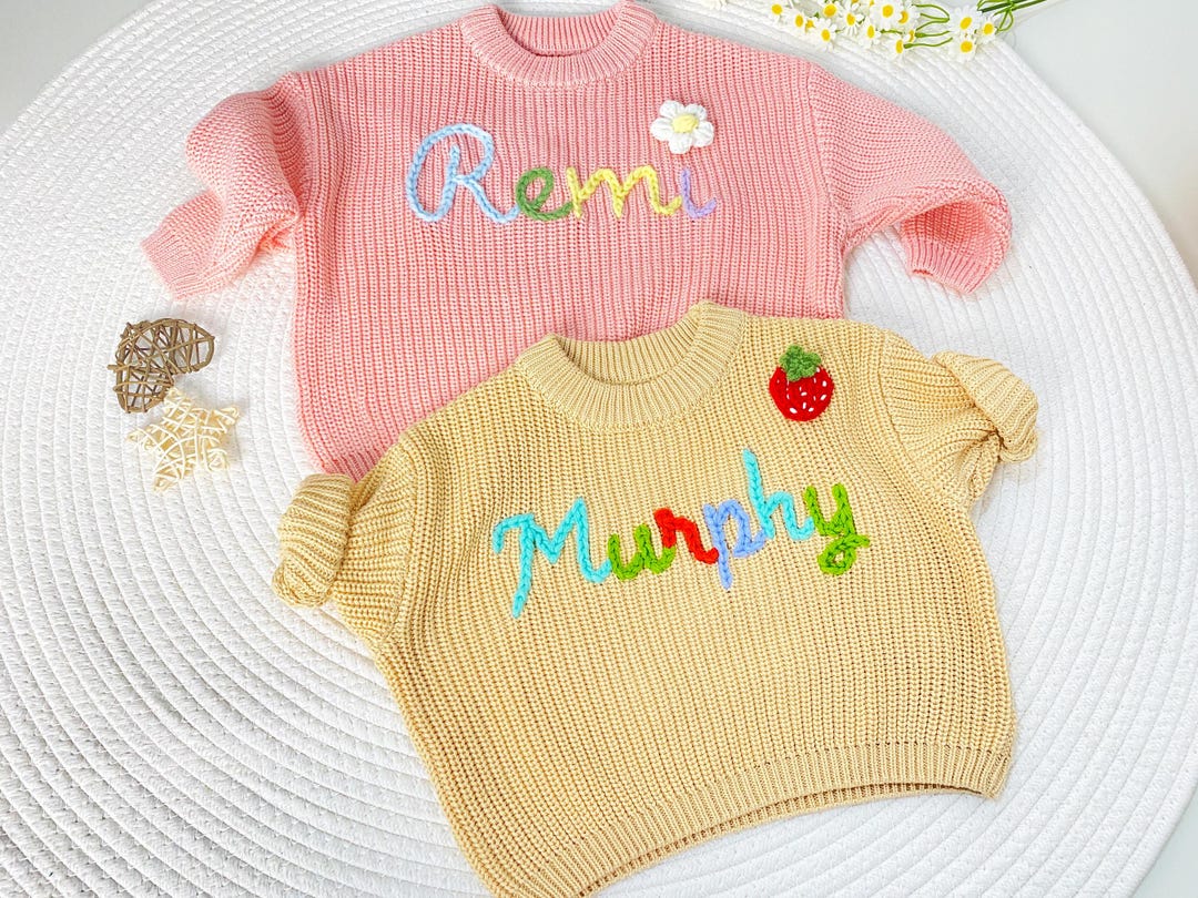 Embroidered Baby Name Sweaters: Custom Cotton Personalized Toddler ...