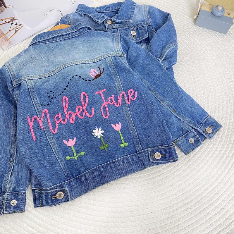 Embroidered Denim Jacket - Etsy