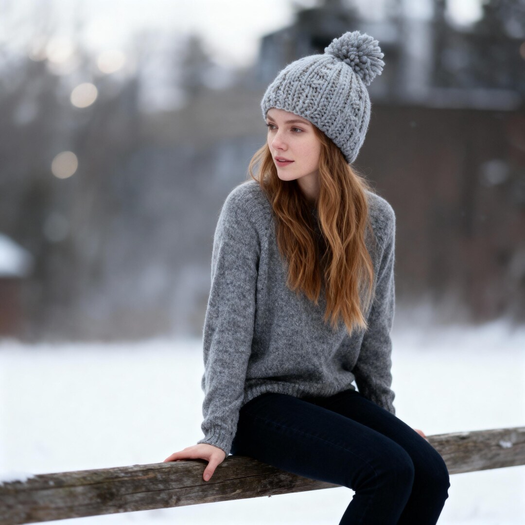Chutes and Ladders Knit Hat Pattern PDF, Chunky Pom Pom Beanie for ...