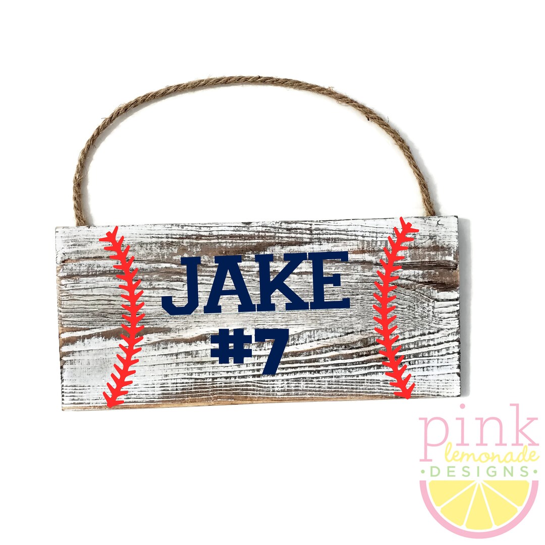 Baseball Name Number Personalized Kid's Bedroom Welcome Entryway Foyer ...
