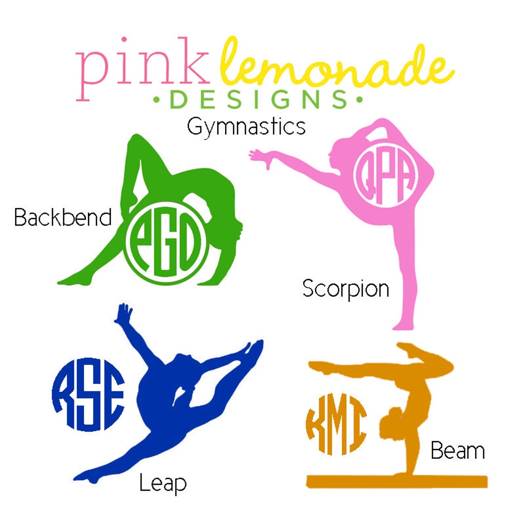 Gymnastics Monogram Decal, Gymnast Monogram Vinyl Decal, Balance Beam ...