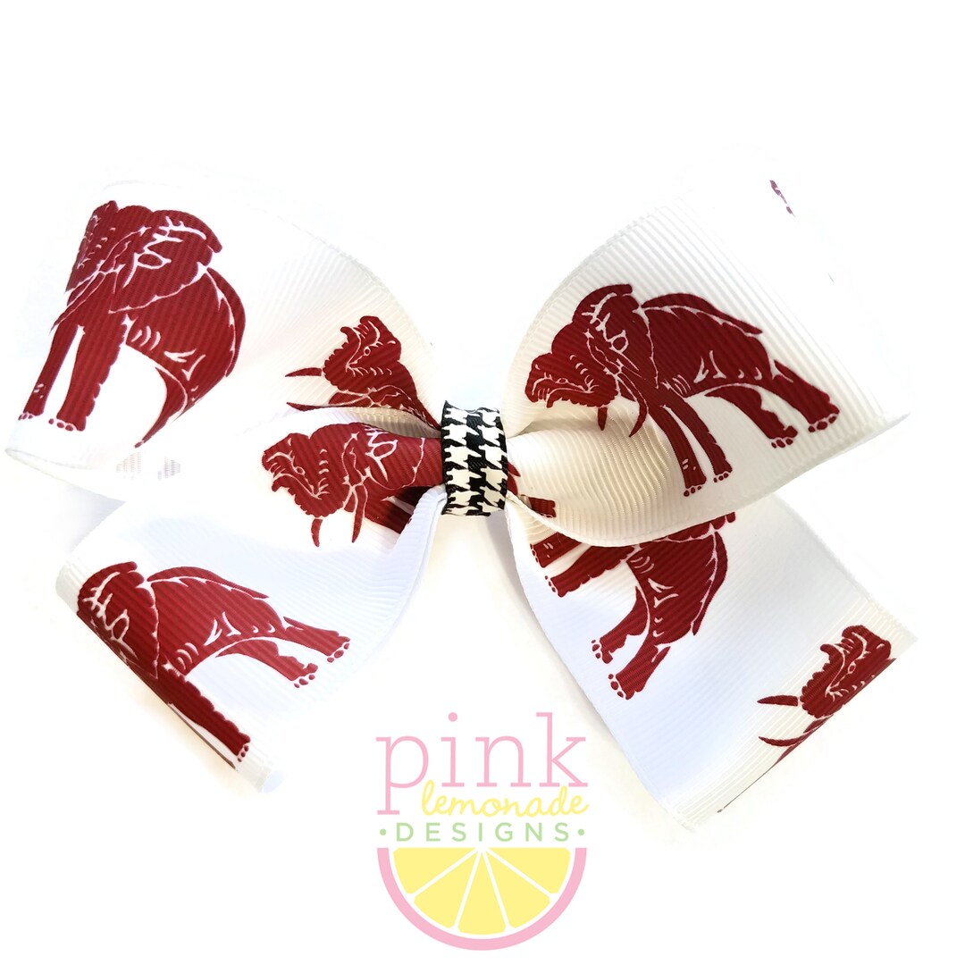 Large Crimson Houndstooth Elephant Hair Bow - Etsy