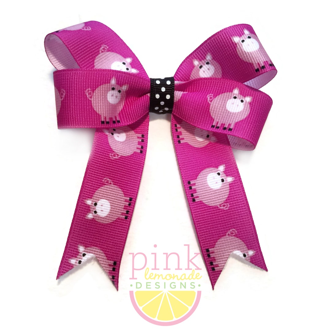Magenta Pig Piggie Country Future Farmer Farm Girls Hair Bow Girls Hair ...
