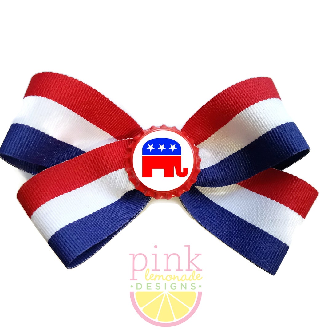 For the Littlest Republican- A GOP Hair Bow USA Flag Ribbon - Etsy