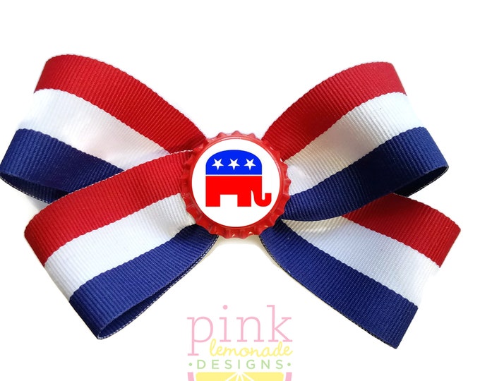 For the Littlest Republican- A GOP Hair Bow USA Flag Ribbon - Etsy