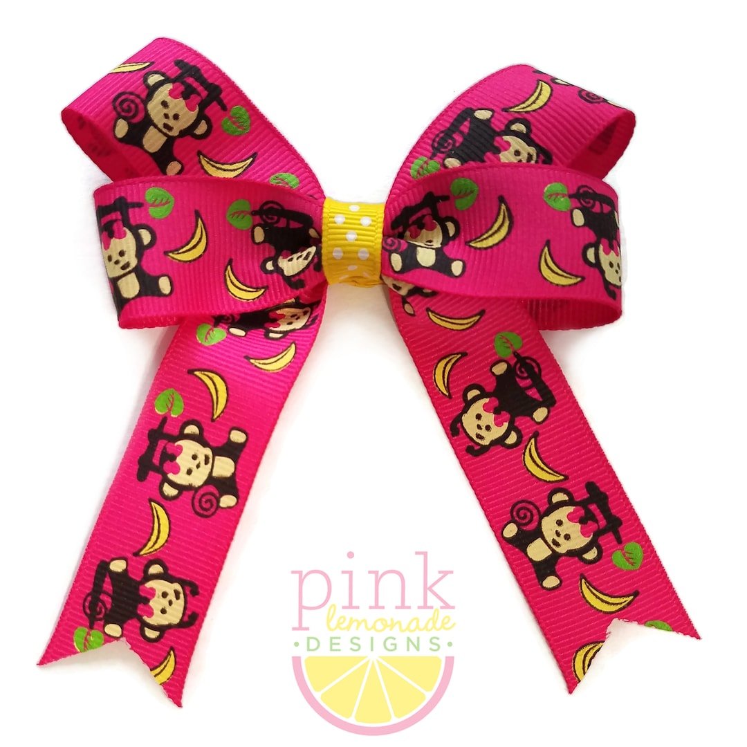 Hot Pink Monkey Banana Zoo Field Trip Girls Hair Bow - Etsy