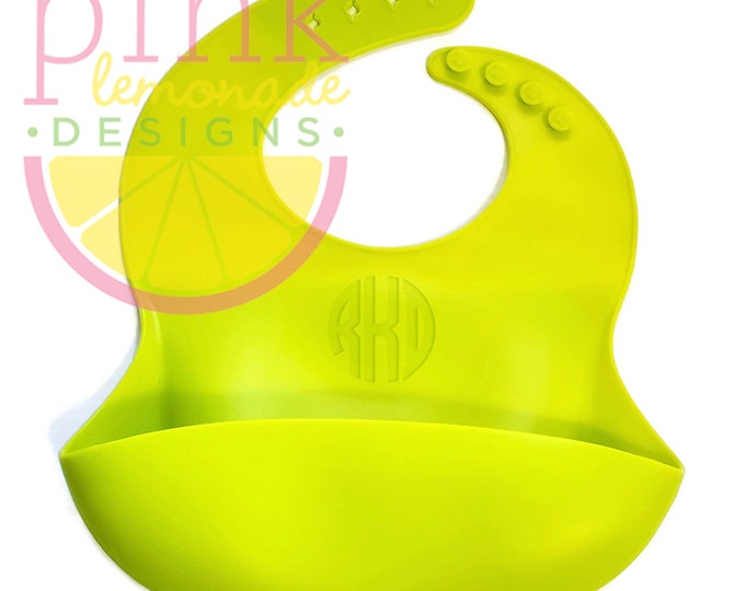 Monogram Lime Green Bib Custom Personalized Initials Waterproof ...