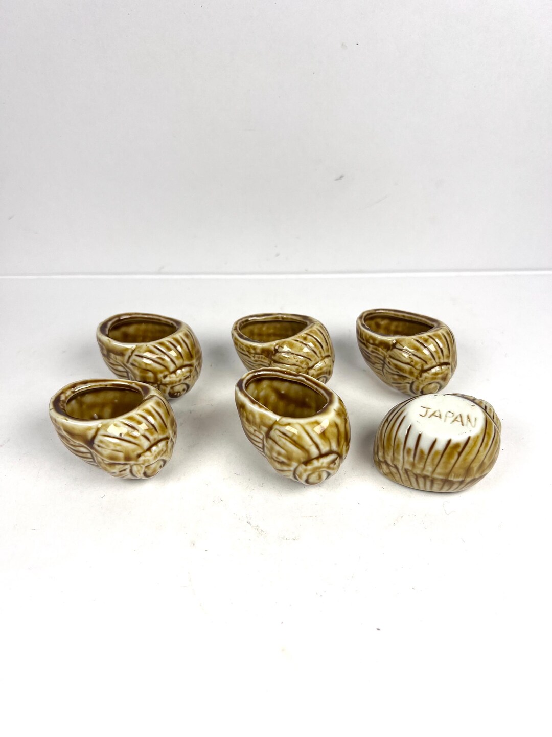 Japanese Stoneware Snail Shells, Set of 6 Vintage Baking Snail Cups ...