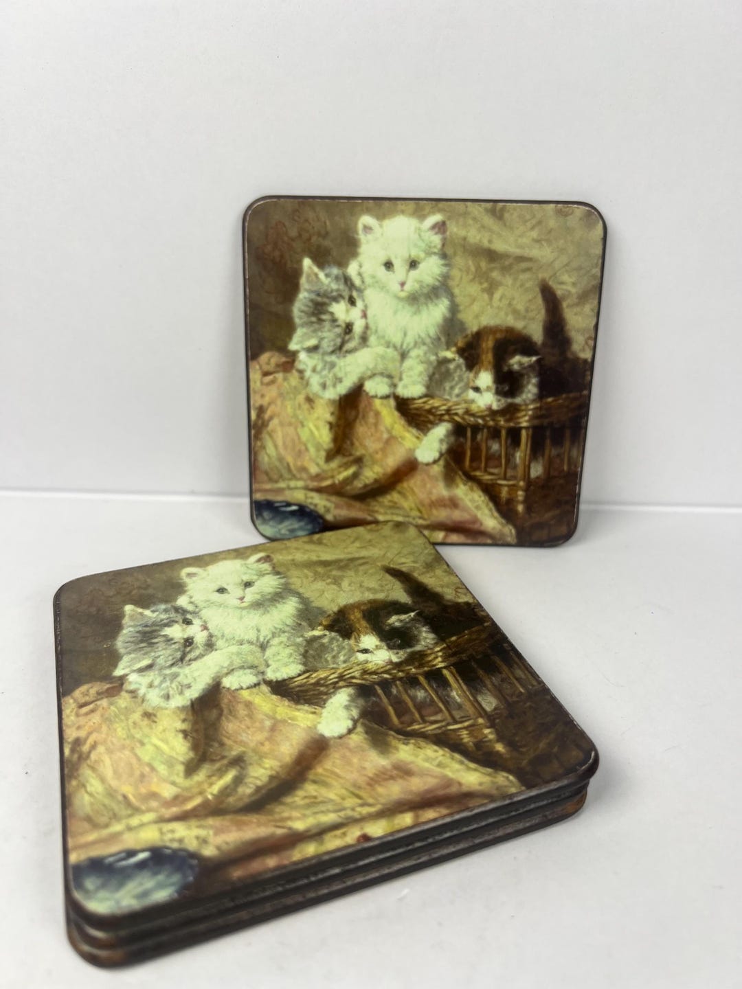 Vintage Cat Coaster, Set of Four, Cat Lover, Coaster - Etsy