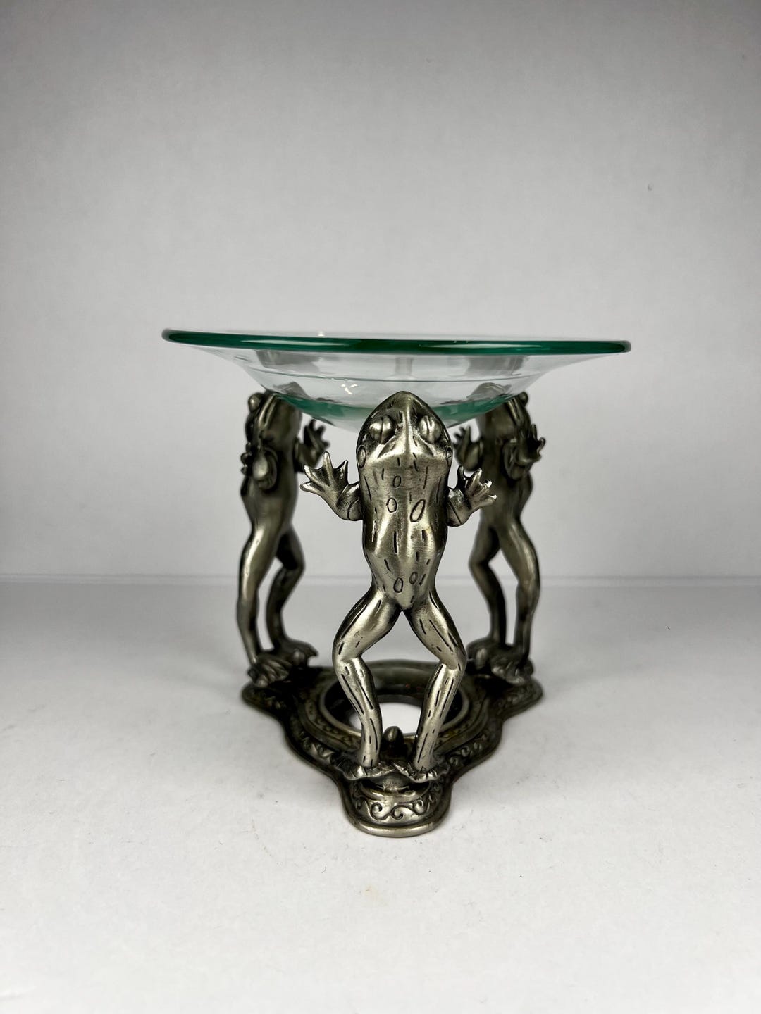 Vintage Frog Statue Oil Lamp Candlestick Lampstand Plate Dish– Frog ...