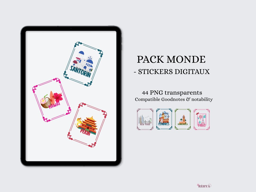 Complete Pack of Digital Stickers Cities of the World – 45 Transparent ...