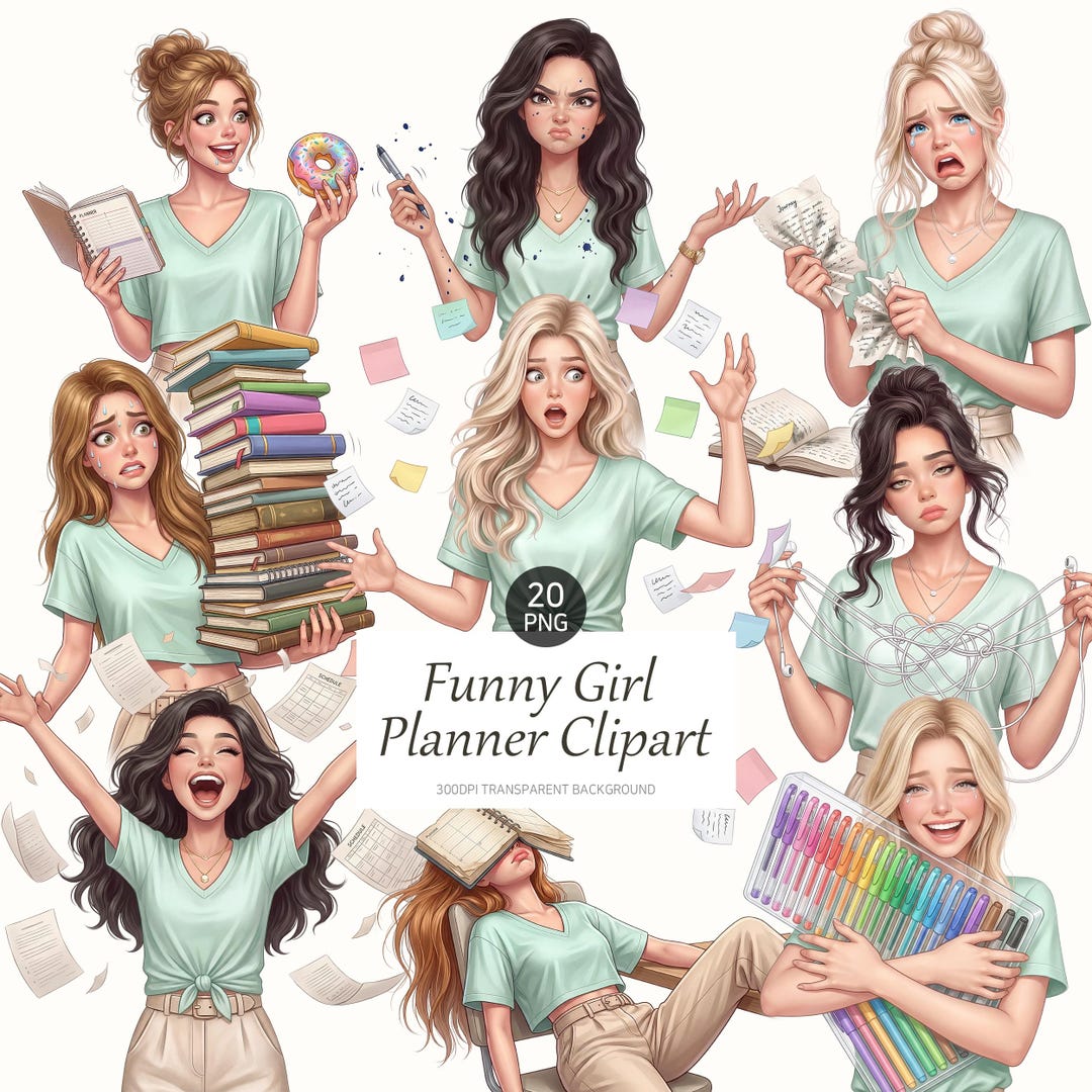 Funny Relatable Planner Girl Clipart, Chaos Coordinator, Digital ...