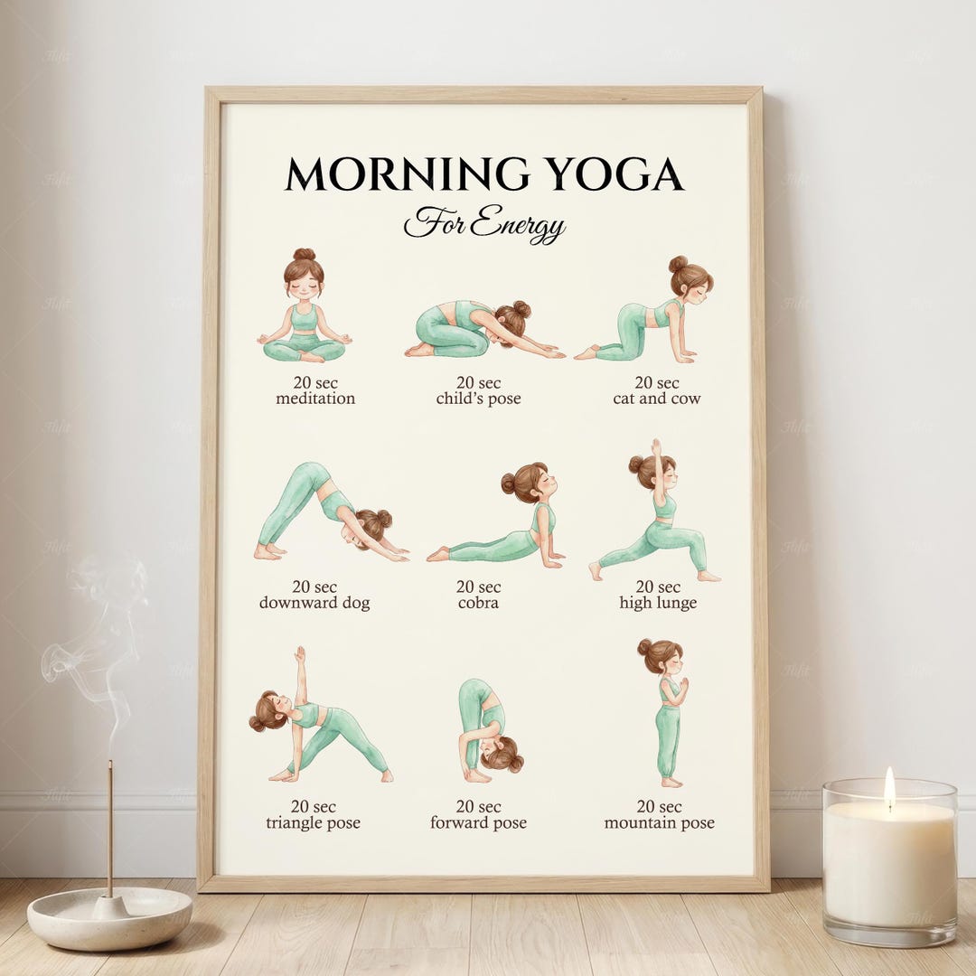 Morning Yoga Routine Poster | Calm Mind, Daily Stretches (digital ...