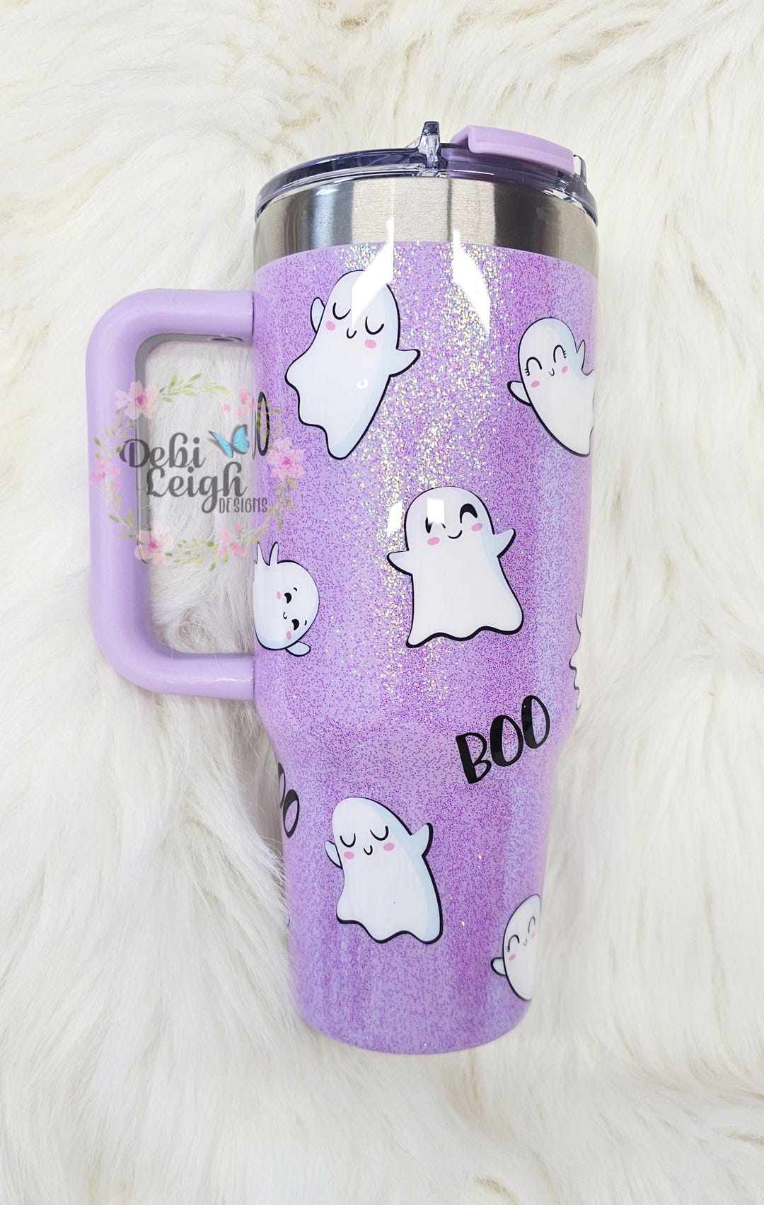 Stainless Steel 40oz Insulated Handle Tumbler, Glittered, Ghosts ...