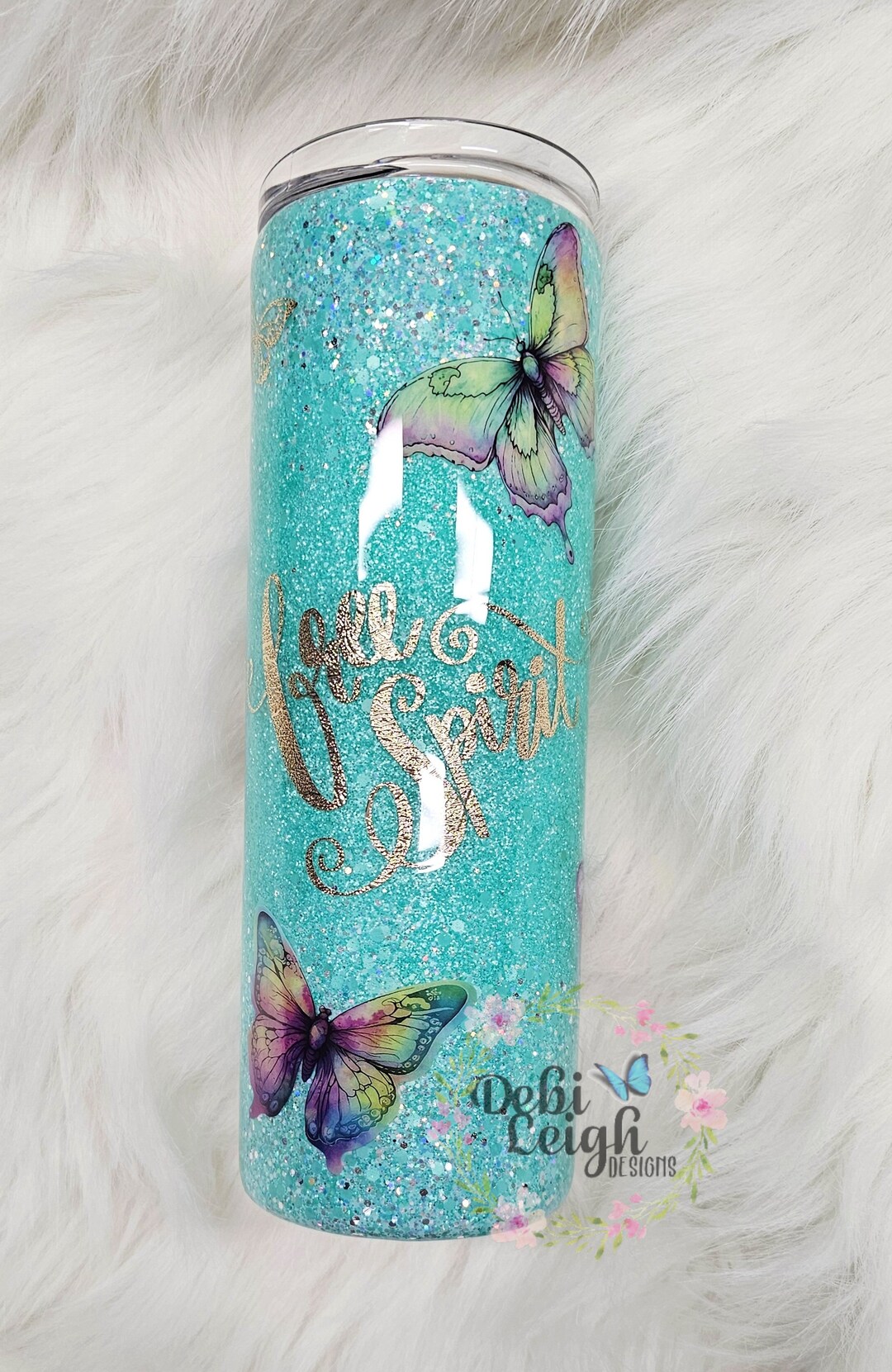 20 Oz Skinny Straight Stainless Steel Tumbler With Lid, Butterflies ...