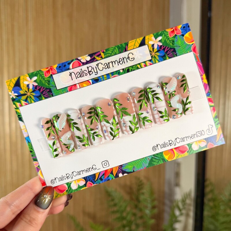 Tropical Square Nails - Etsy