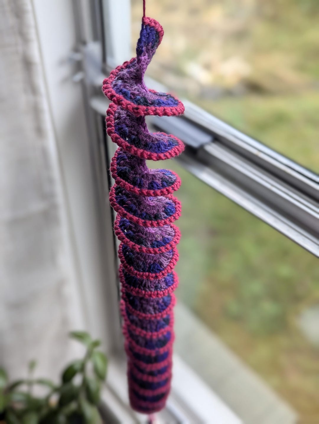 Handmade Crochet Bohemian Wind Spinner: Bell Chime, Pink & Purple ...