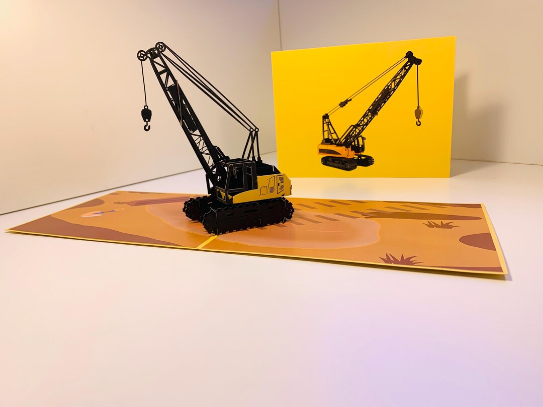 Telescopic Boom Crawler Crane Truck Happy Birthday 3D Pop up Greeting ...