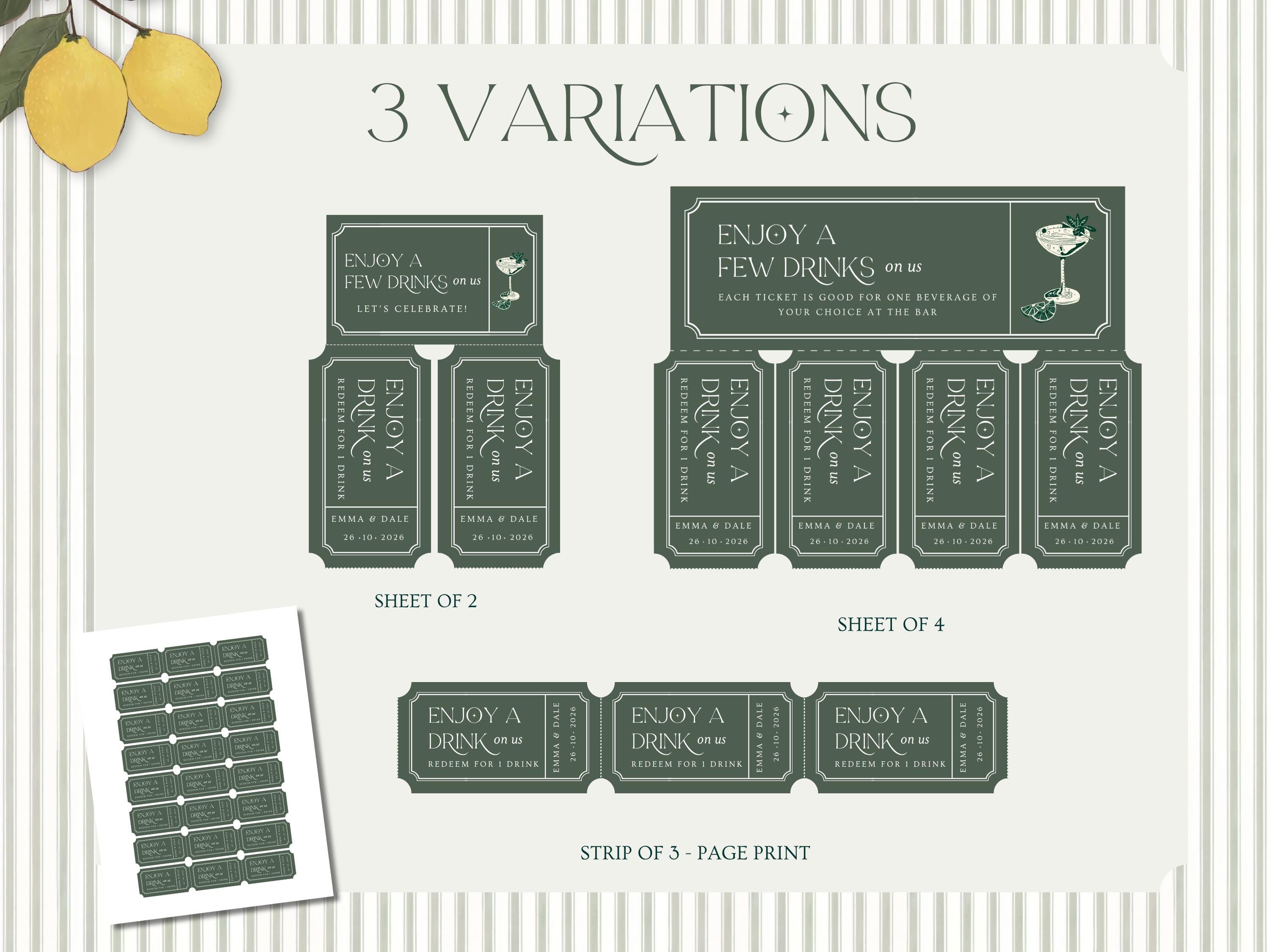 Editable Drink Tickets Template: Canva and Cricut Ready Template - Etsy