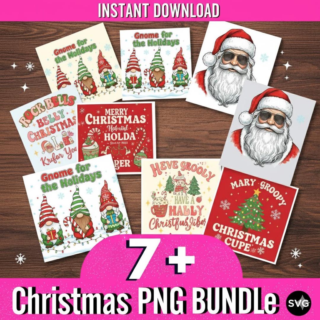 7 Christmas Png Bundle | Santa Claus PNG, Cool Santa PNG, Merry ...
