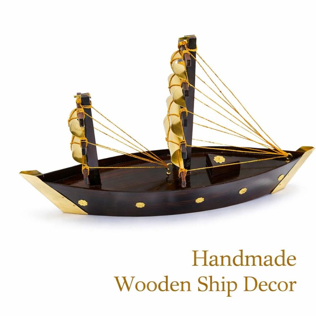 Handmade Wooden Ship Model Decor, Nautical Boat Sculpture, Maritime ...