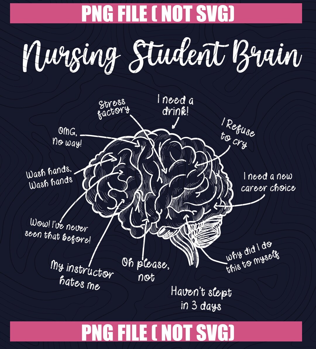 Nursing Student Brain PNG, Nursing School, RN Nurse Digital Download ...
