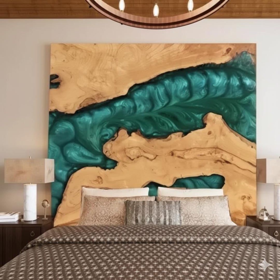 Epoxy Resin Headboard, Brown Wood Backboard, Modern Luxury Bed - Etsy