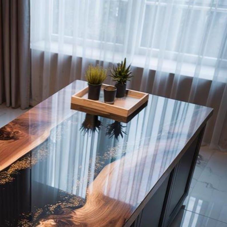 Handmade Live Edge Wood Countertop, Epoxy Resin Kitchen Island Top - Etsy