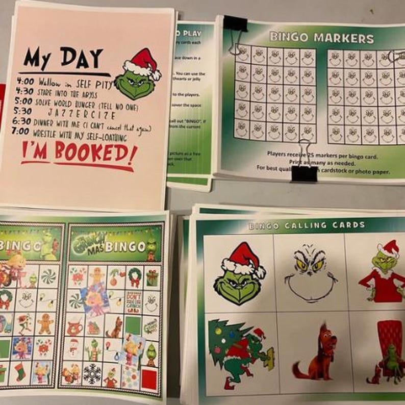 Grinch Christmas Bingo Game | Printable Holiday Activity (instant ...