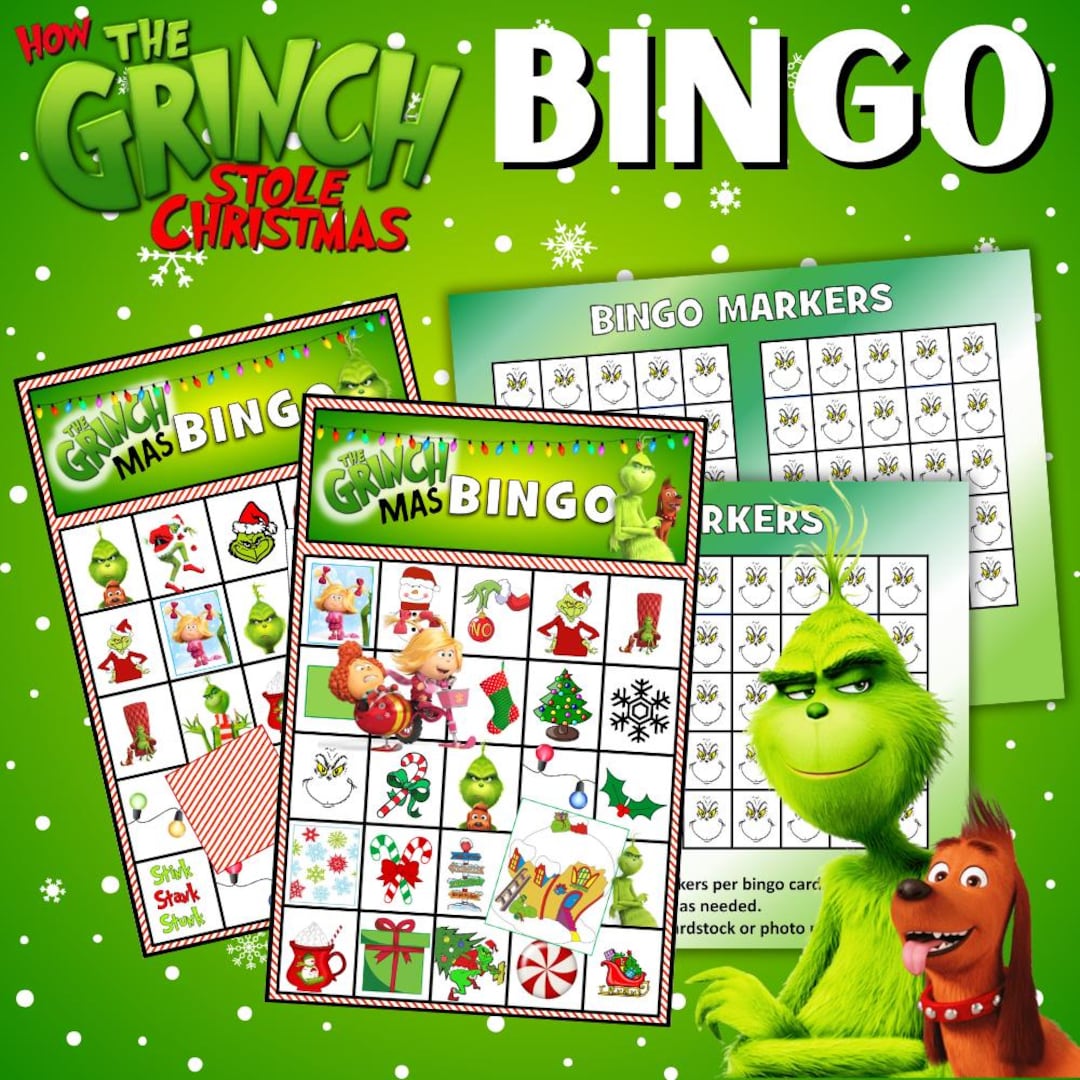 Grinch Christmas Bingo Game | Printable Holiday Activity (instant ...