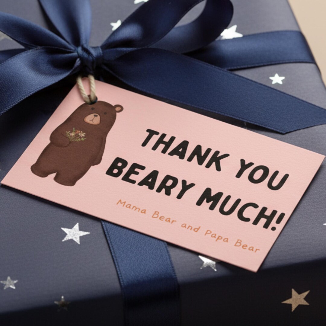 Teddy Bear Thank You Gift Tag: Beary Much Printable (digital Download ...
