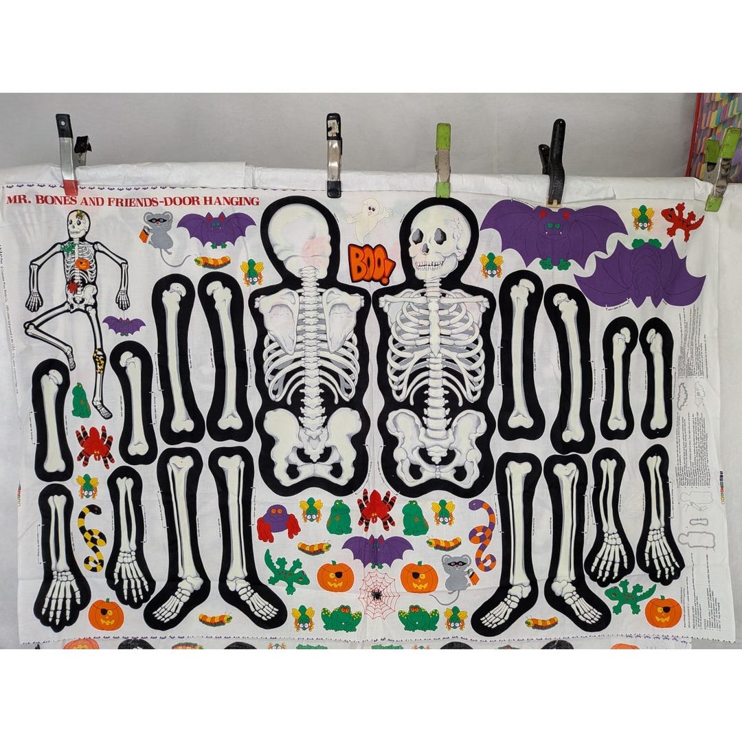Mr. Bones and Friends Door Hanging Halloween Fabric Panel Skeleton - Etsy