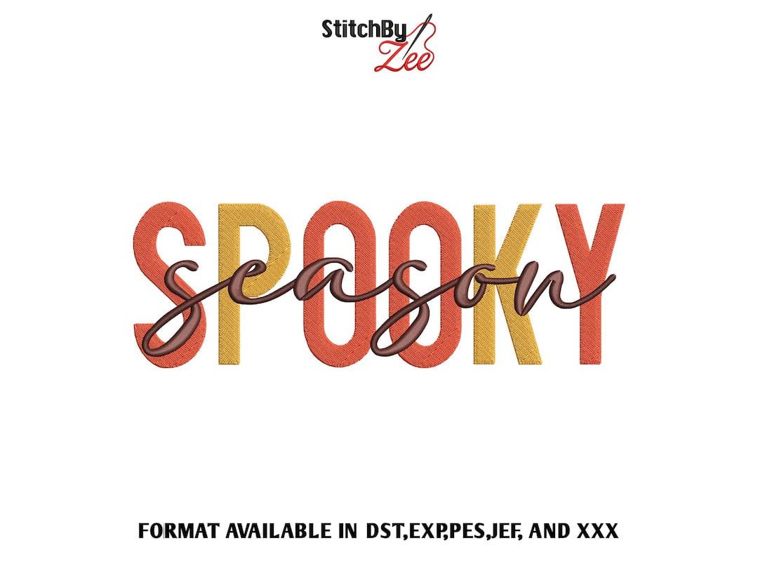 Spooky Season Embroidery Design: Halloween Script Font, Download for ...