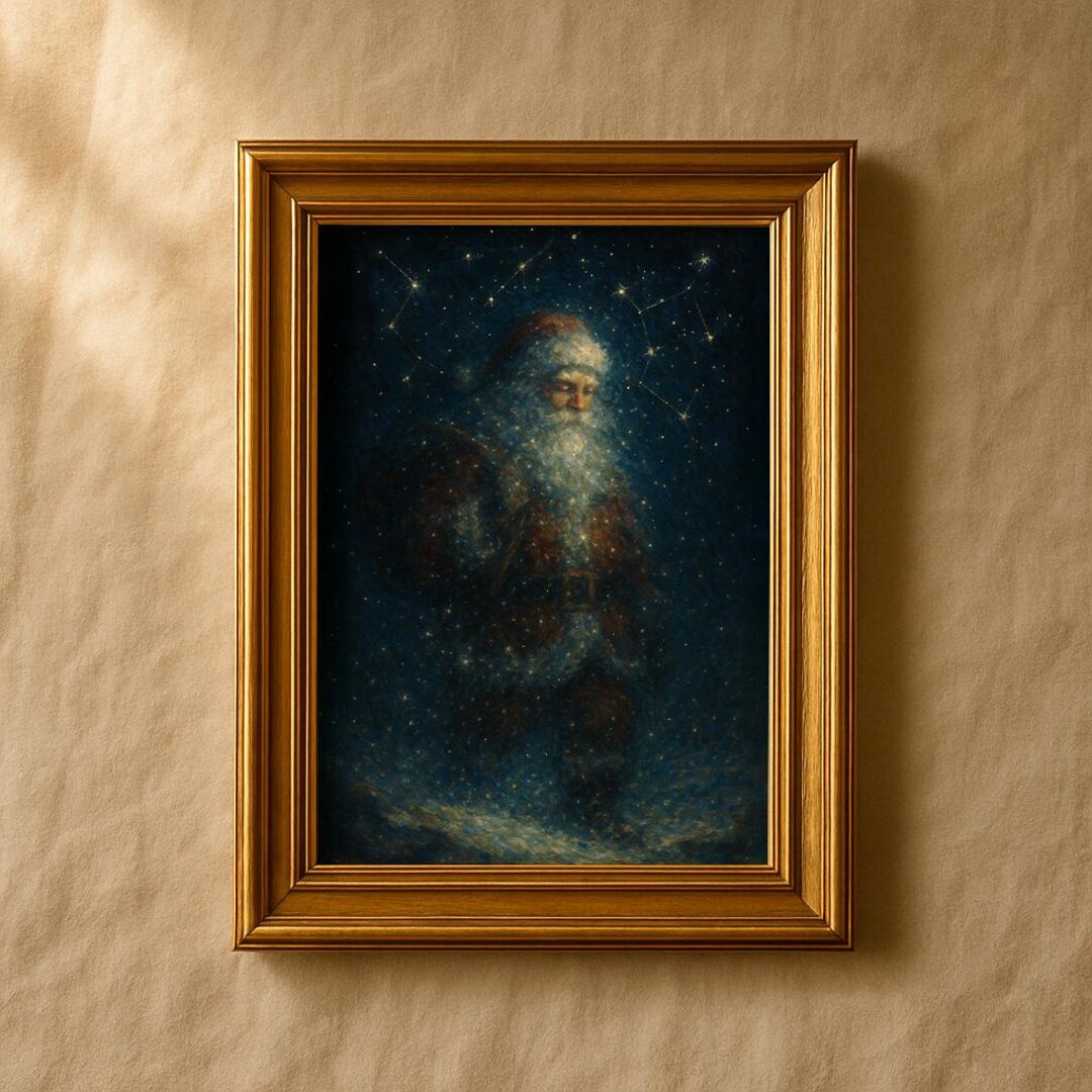 Celestial Santa Portrait, Cosmic Christmas Art, Star Constellation ...